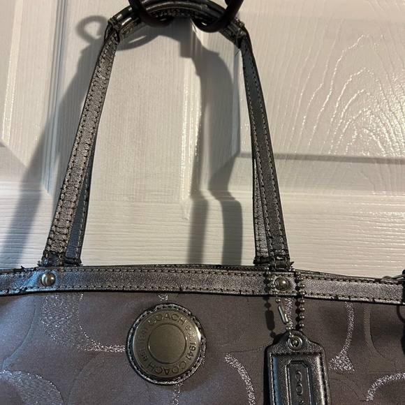 Coach | Bags | Coach Bag Grey And Silver Pink Inside | Poshmark